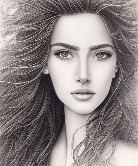 Pencil Portrait Of A Wonderful Woman Beautiful Perfect Face Ve Arthubai