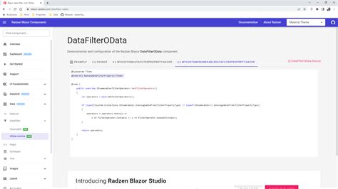 default datagrid properties radzen blazor components radzen