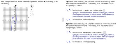 solved find the open intervals where the function graphed
