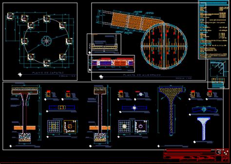 Planos de Glorieta en DWG AUTOCAD Pérgolas fuentes y elementos