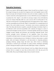 Executive Summary PepsiCo Docx Executive Summary PepsiCo Was Created
