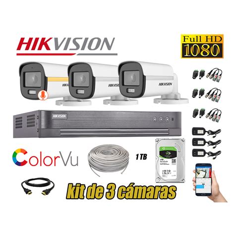 Ripley HIKVISION CÁMARAS SEGURIDAD EXTERIOR KIT 3 1080P COLORVU