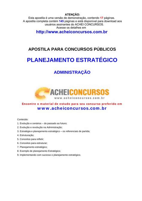 PDF Apostila de Planejamento Estratégico para Concursos DOKUMEN TIPS