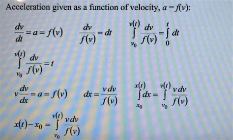 solved acceleration given as a function of velocity a