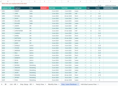 Dynamic Leave Tracker Google Sheets Eloquens