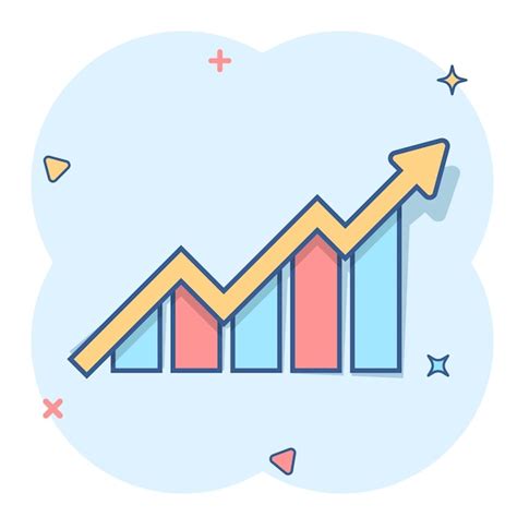 Premium Vector Growing Bar Graph Icon In Comic Style Increase Arrow