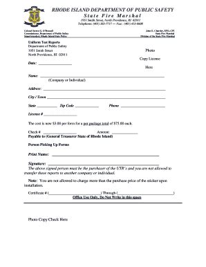 Fillable Online Fire Marshal Ri Uniform Test Certificate Form