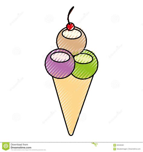 Delicious Ice Cream Cone Stock Vector Illustration Of Flavor