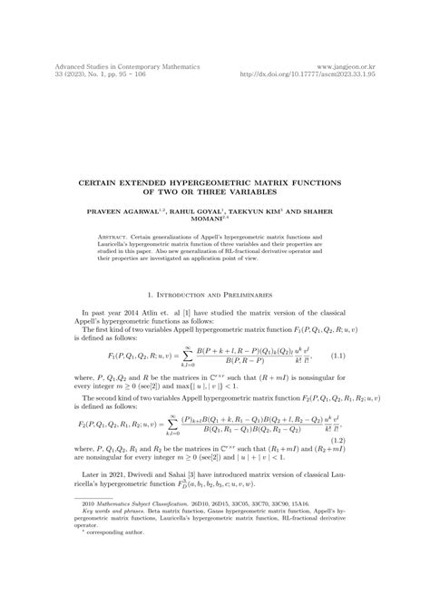 pdf certain extended hypergeometric matrix functions of two or three variables