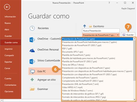 Guardar una Presentación CustomGuide