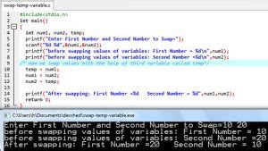 C Code To Swap Values Of Two Variables EasyCodeBook