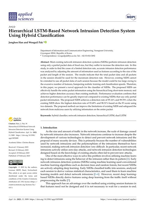 pdf hierarchical lstm based network intrusion detection system using hybrid classification