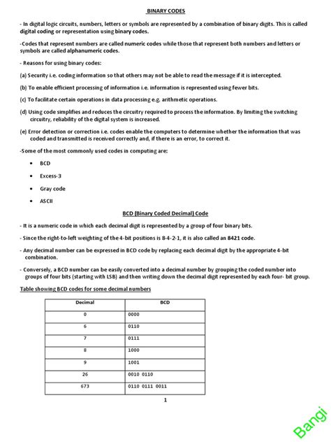 cm binary codes part1 pdf binary coded decimal notation