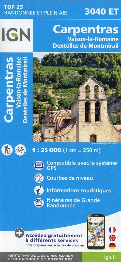 IGN Karte Carte de randonnée et plein air Carpentras Vaison la