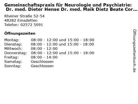 ᐅ Gemeinschaftspraxis für Neurologie und Psychiatrie Dr med Dieter