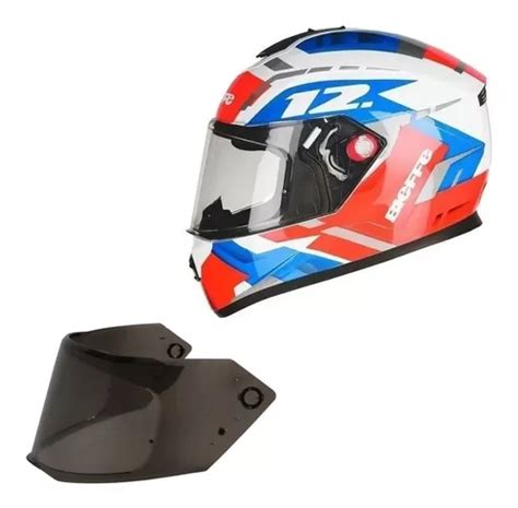 Capacete Bieffe B Naked Azul E Vermelho Viseira Fume Frete Gr Tis