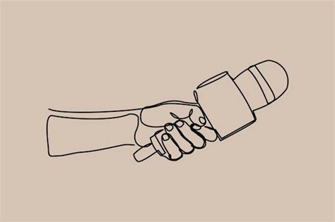 Dessin Continu D Une Seule Ligne De La Main Tenant L Illustration