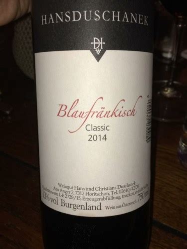 Weingut Hans Duschanek Blaufränkisch Classic Vivino US