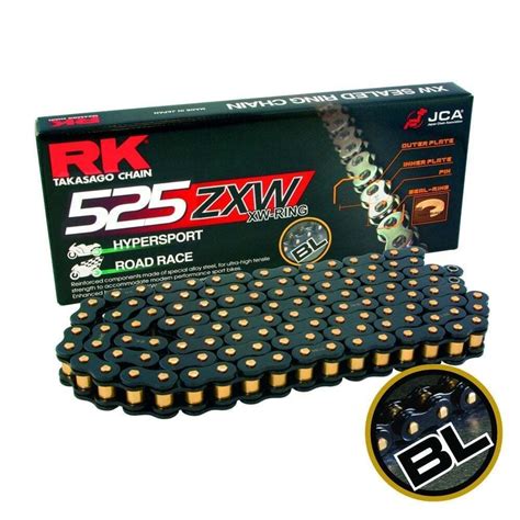 RK Japan XW Ring GB BL 520 525 ZXW 120L Motorcycle Chain Gold Black