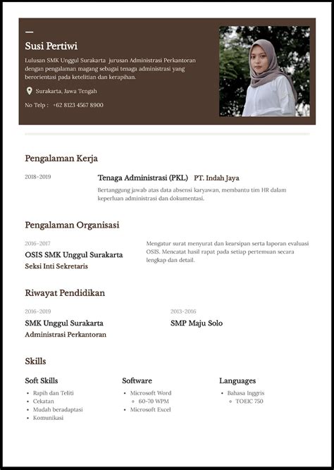 Contoh Cv Lamaran Kerja Lulusan Smk Dan Cara Membuatnya