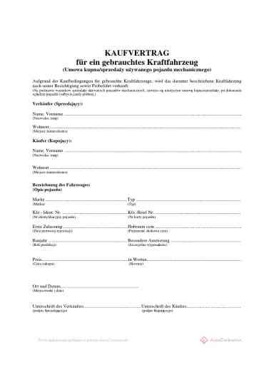 Umowa kupna sprzedaży Polsko Niemiecka w formacie PDF Gotowa do druku