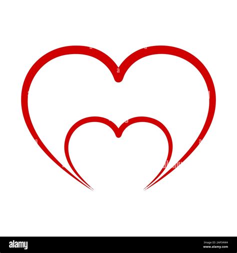 Abstract Heart Shape Outline Vector Illustration Red Heart Icon In