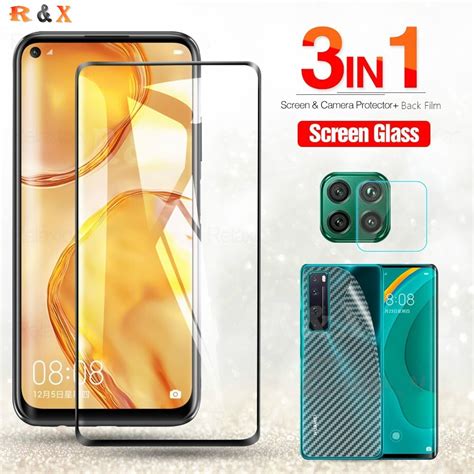 3 In 1 Tempered Glass Screen Protector For Huawei Y7A Y6P Nova 7i 7SE