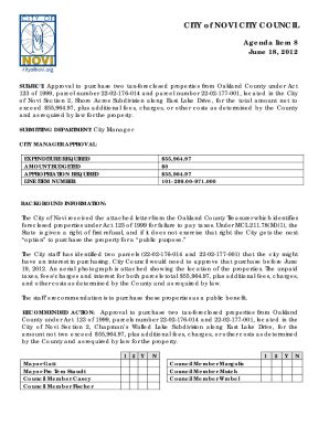 Fillable Online County Foreclosed Property Auction Includes Novi Lots