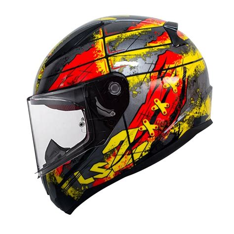 Casco Integral Moto LS2 RAPID MARBLE NEGRO AMARILLO FF353 Tienda Moto
