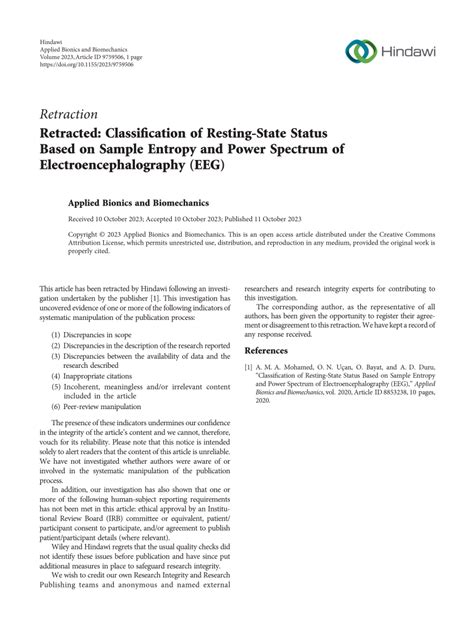 pdf retracted classification of resting state status based on sample entropy and power