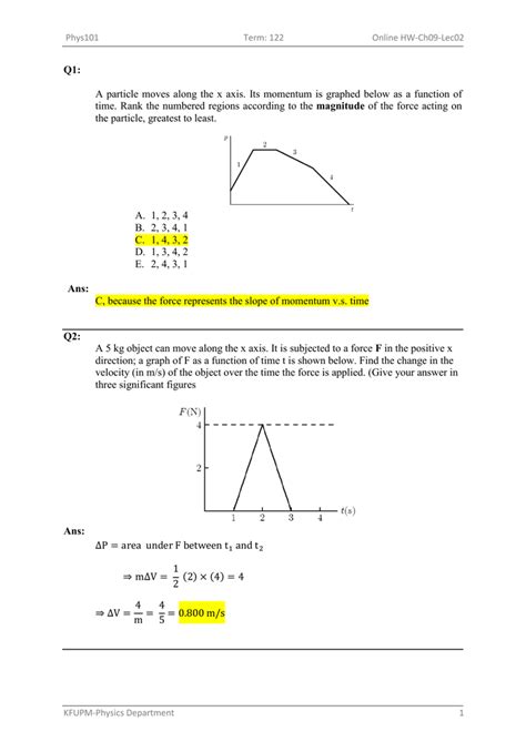 a particle moves along the x axis its momentum is graphed below