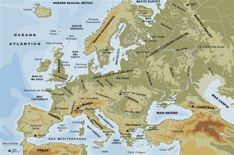 Mapa físico de Europa Social Hizo