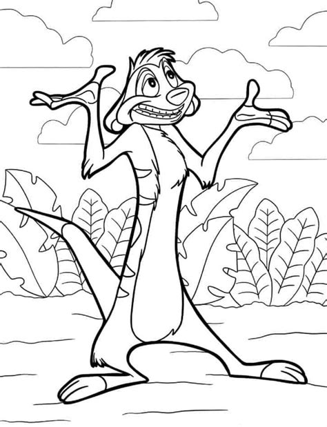 Timon Em Pé Na Cabeça De Pumba para colorir imprimir e desenhar
