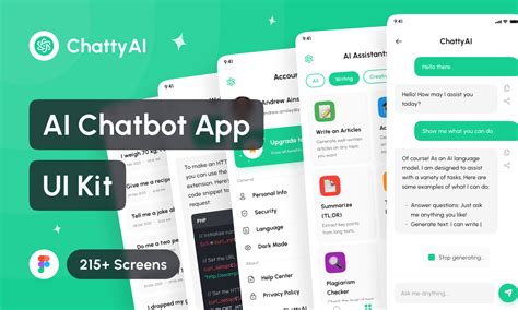 chattyai ai chatbot app ui kit like chatgpt figma