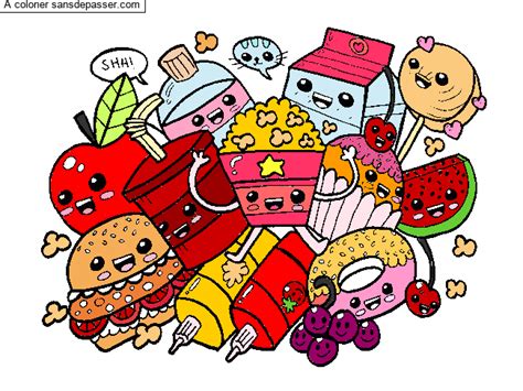 Dessin colorié Coloriage Aliments Kawaii par un invité Sans Dépasser