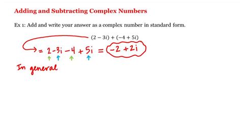 math 1a 1b pre calculus adding and subtracting complex numbers youtube