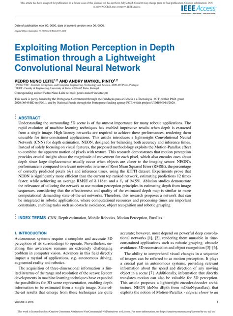 pdf exploiting motion perception in depth estimation through a lightweight convolutional
