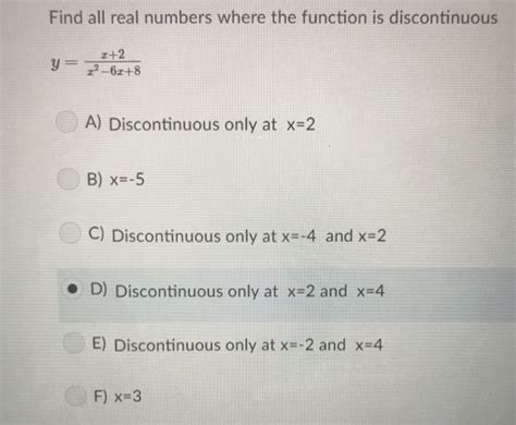 solved find all points where the function is discontinuous