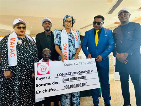 Grand P une fondation offre un chèque de 100 millions de FG au