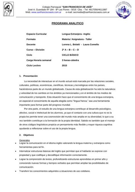 PDF PROGRAMA ANALITICO sanfranciscoasis ar Confección de