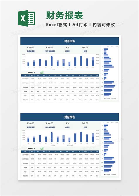 简洁商务财务报表Excel模板下载 熊猫办公