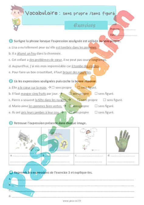 Exercice Sens propre et figuré Cycle 3
