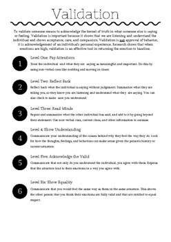 Validation Handout Worksheet By Colorful Counselor TpT
