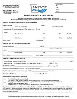 Fillable Online Modot Application For License To Maintain A Junkyard