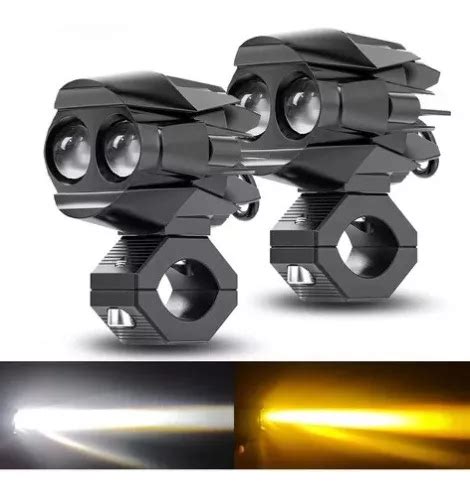 Par Faros De Lupa Led Auxiliar Luz Doble Color Auto Moto W Meses