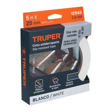 Cinta Antiderrapante Con Abrasivo Rollo 25 Mm Blanca