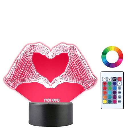 Lampka Nocna 3D Led Serce Ręce Grawer Imię Plexido Sklep EMPIK