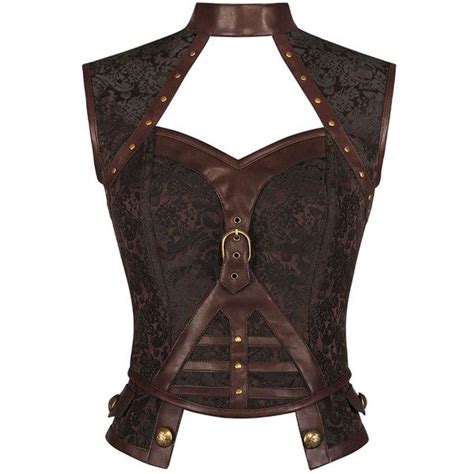 Elethia Steampunk Brown Halter Neck Corset Top Corset Liked On Polyvore