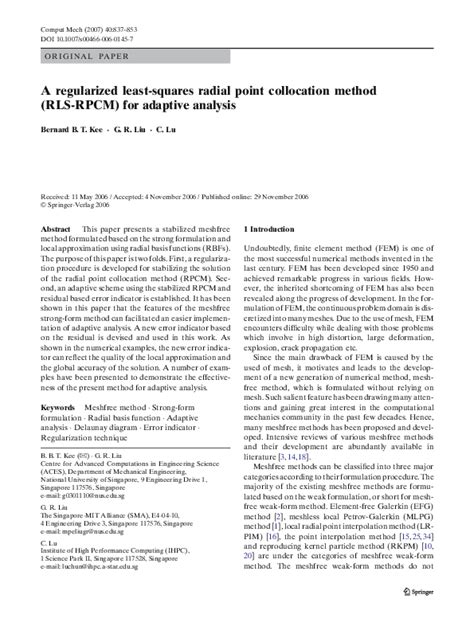 pdf a regularized least squares radial point collocation method rls rpcm for adaptive