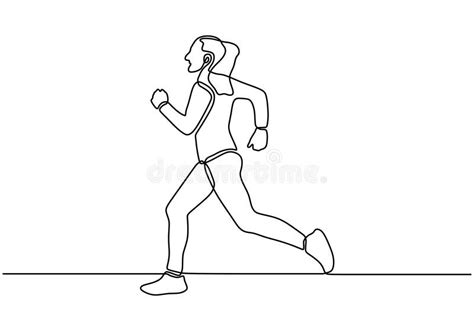 Hombre Corriendo Sobre El Tema Del Deporte Dibujo Continuo De Una Línea